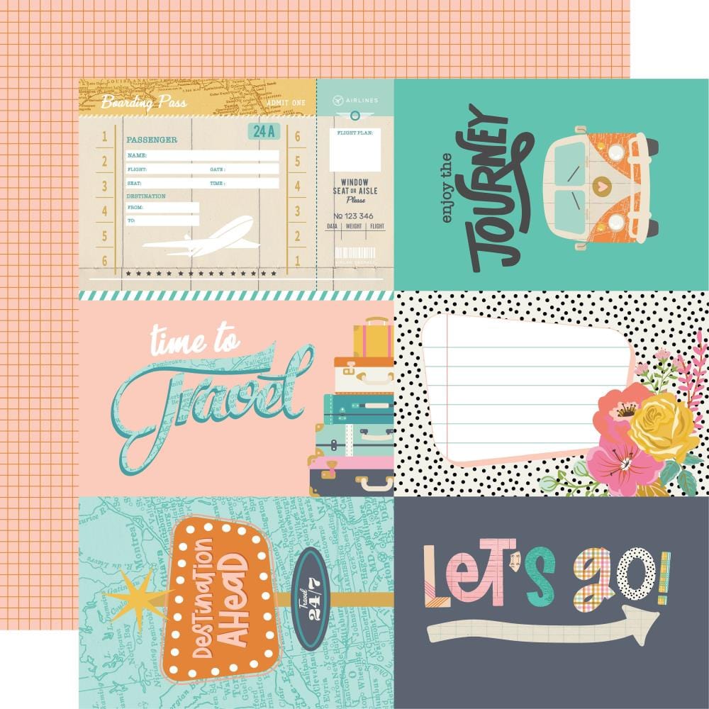 Simple Stories Let's Go! Double-Sided Cardstock 12"X12" - 4x6 Elements
