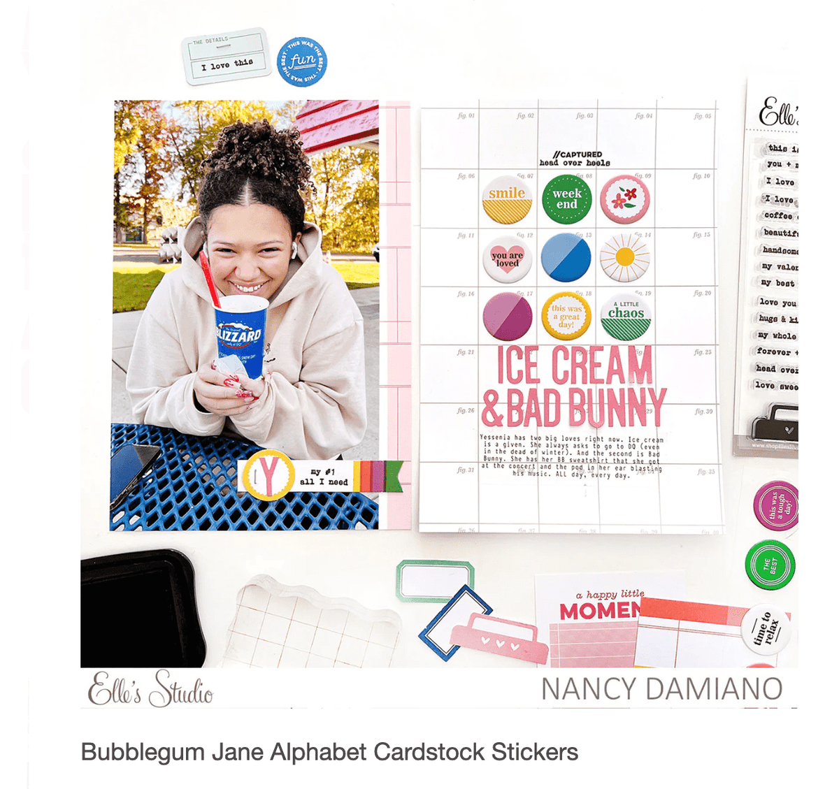 Elles Studio - Bubblegum Jane Alphabet Cardstock Stickers