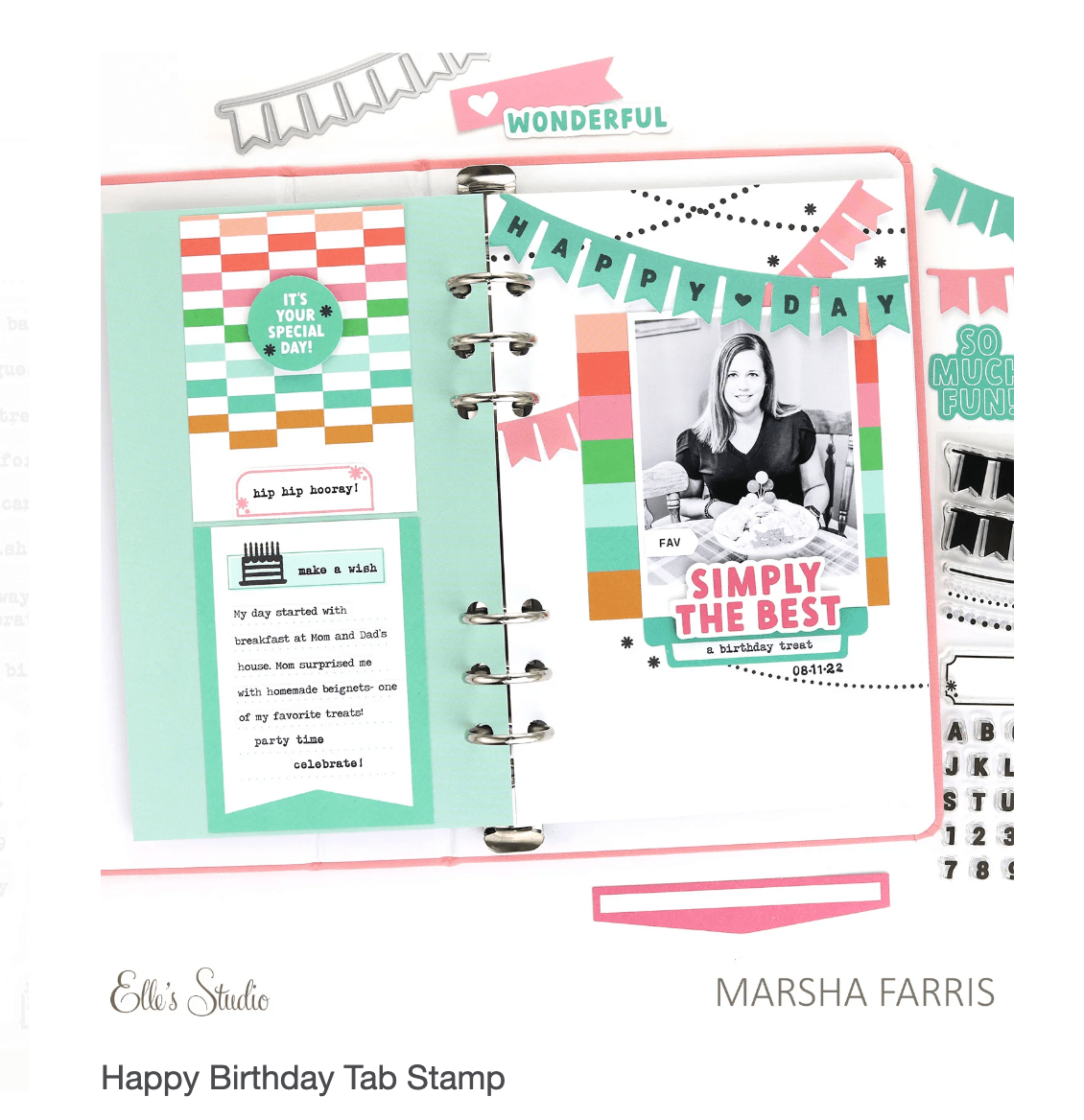 Elles Studio - Happy Birthday Tab Stamp