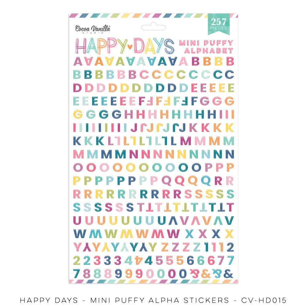 Cocoa Vanilla Happy Days Mini Puffy Alphabet Stickers