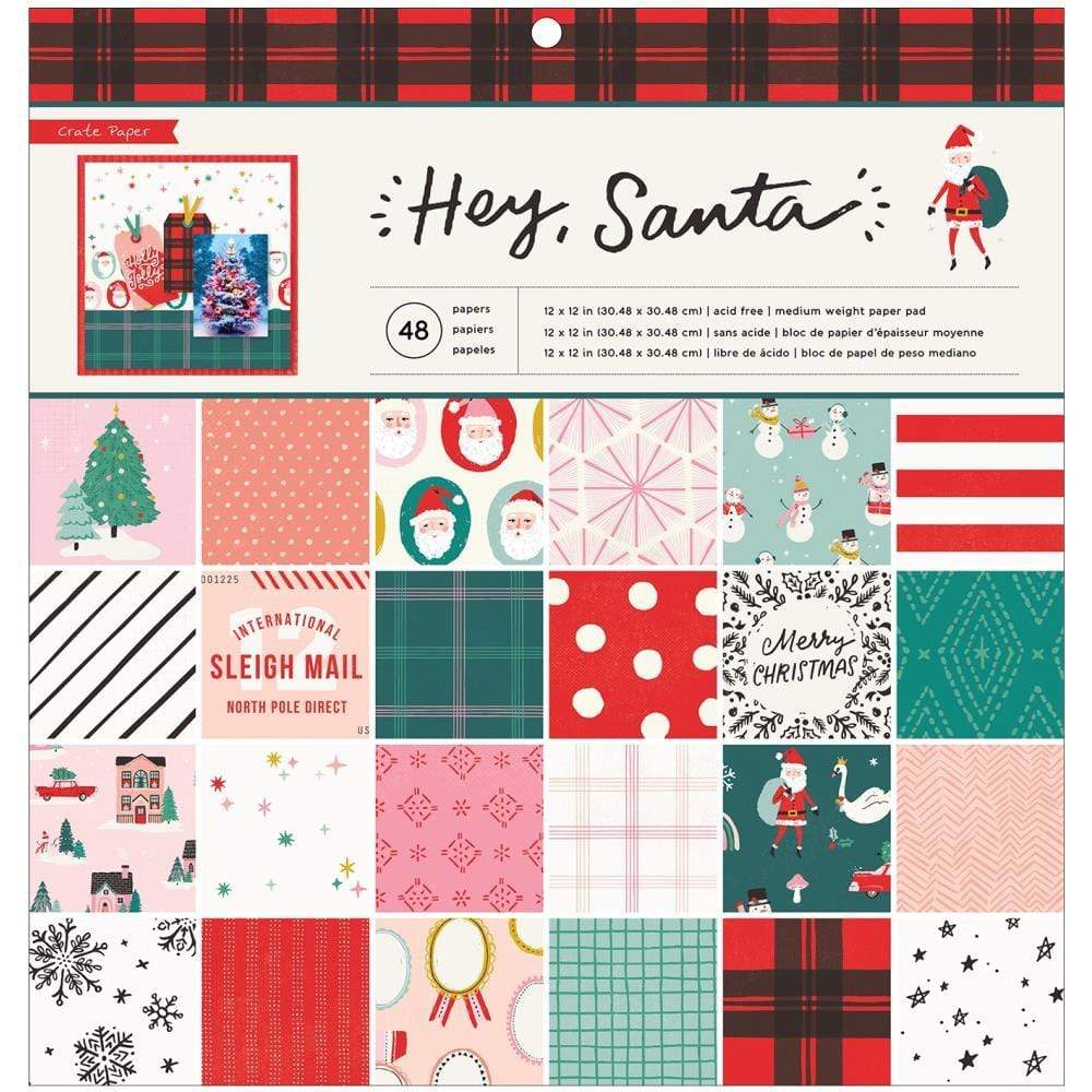 Hey Santa Single-Sided Paper Pad 12"X12" 48/Pkg, 24 Designs