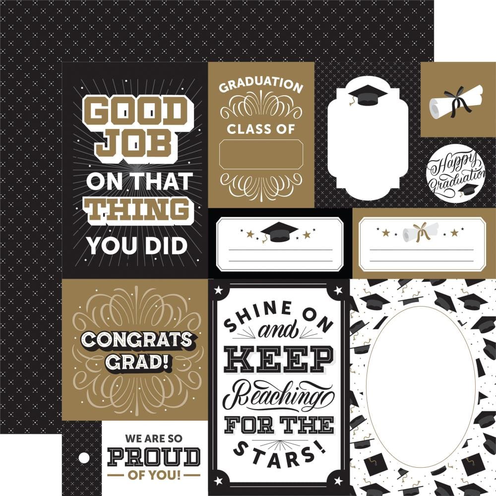 Echo Park Graduation Double-Sided Cardstock 12"X12" - Multi Journaling