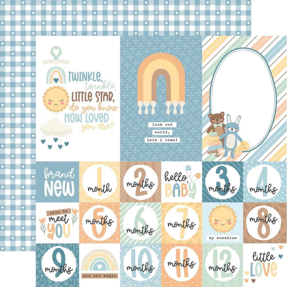 Echo Park Our Baby Boy Double-Sided Cardstock 12"X12" - Multi Journali