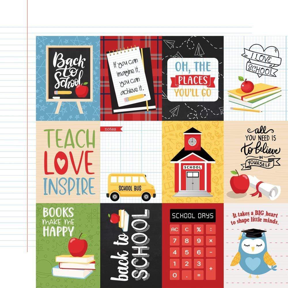 School Rules Double-Sided Cardstock 12"X12" - 3x4 Journaling Cards