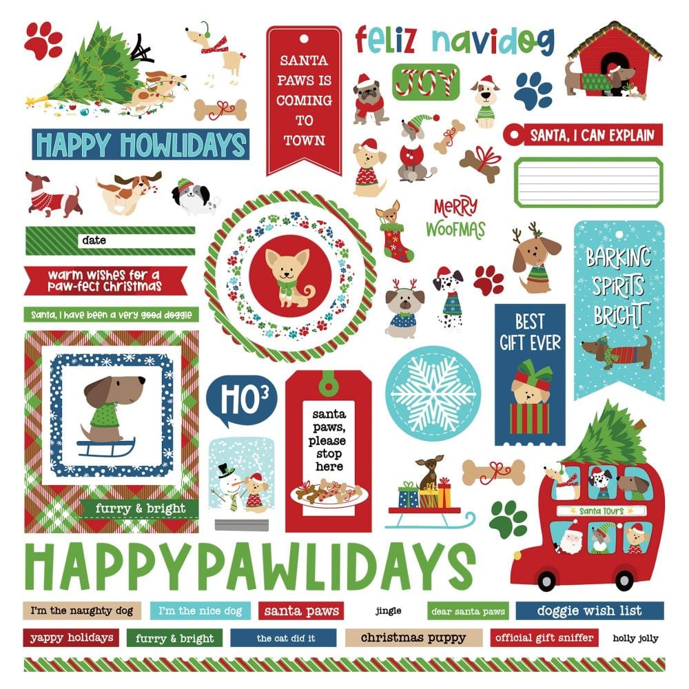 PhotoPLay Santa Paws Stickers 12"X12" Elements - Dog