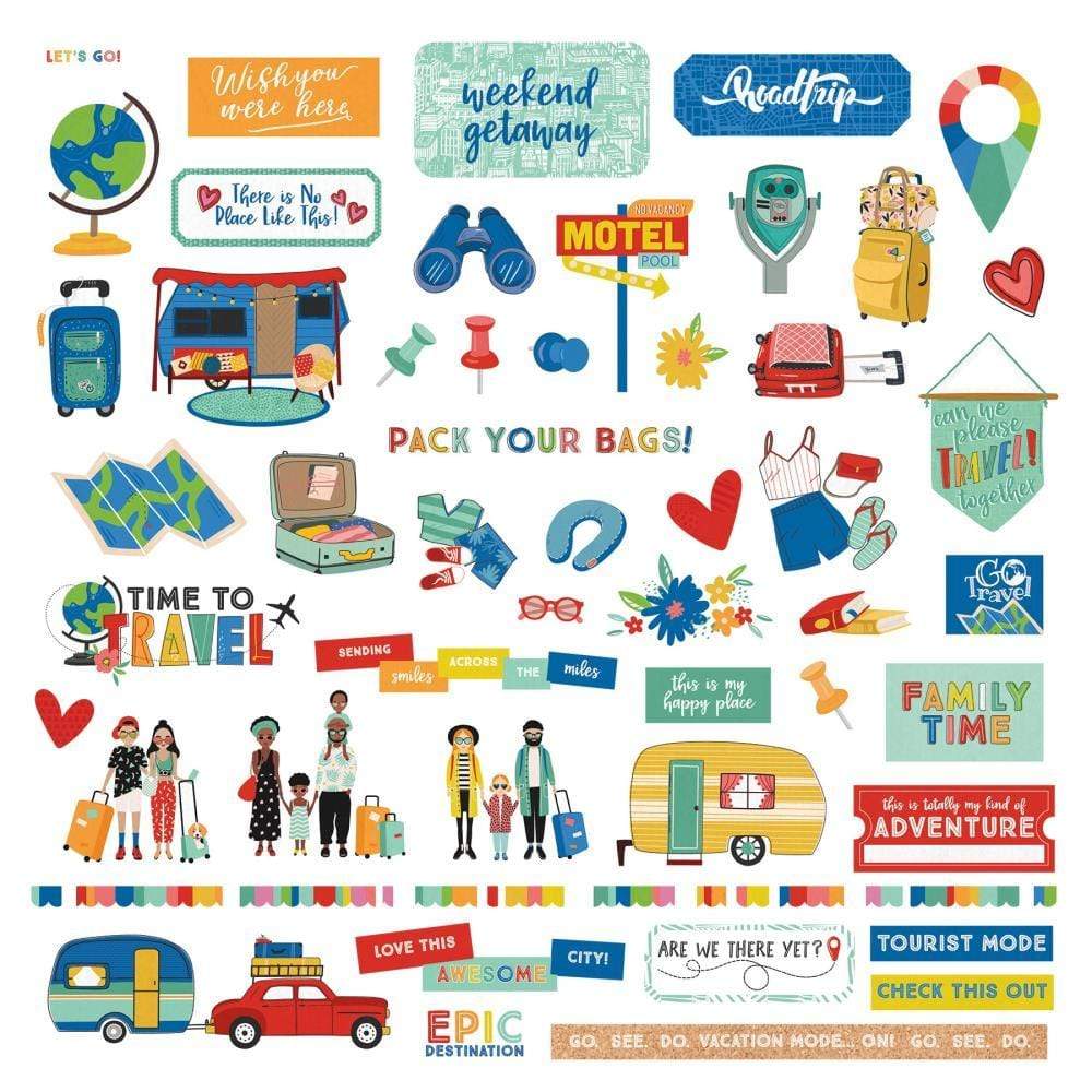 Time To Travel Stickers 12"X12" Elements