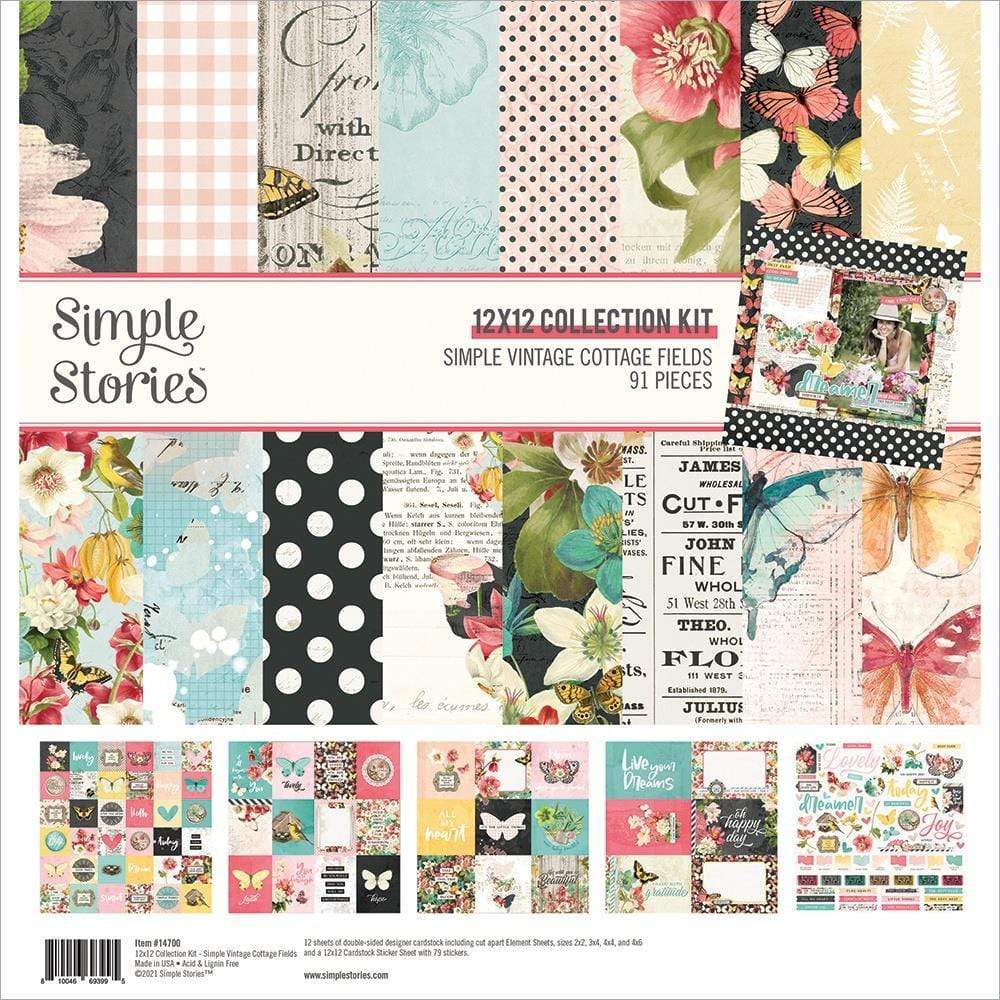Simple Stories Collection Kit 12"X12" Simple Vintage Cottage Fields