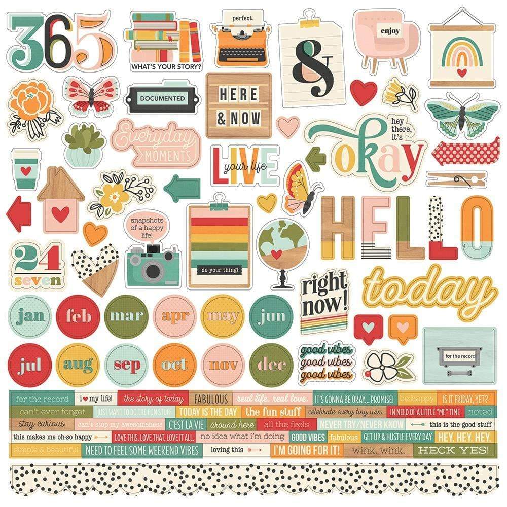 Hello Today Cardstock Stickers 12"X12" Combo
