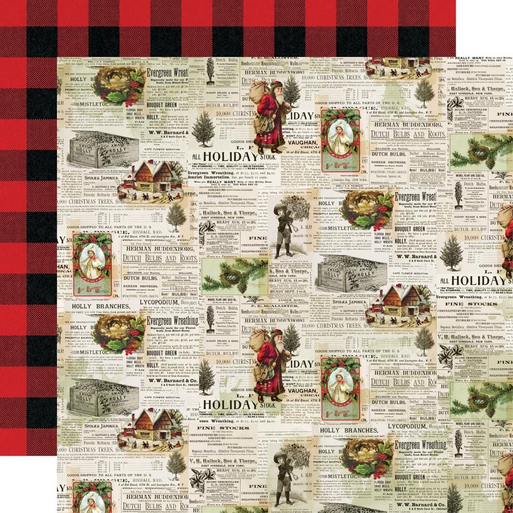 Simple Vintage Christmas Lodge Dbl-Sided Cardstock 12"X12" - Holiday T