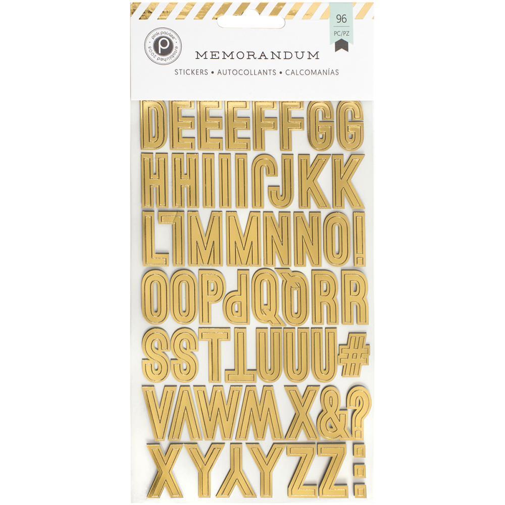 Memorandum Sticker Booklet 3 Sheets Gold Foil, White & Black Alphabet