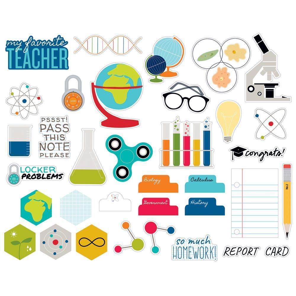 Pop Quiz Cardstock Die-Cuts Ephemera Shapes, Tabs & Words